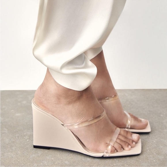 Zara | Shoes | Zara Wedge Heel With Acrylic Straps | Poshmark